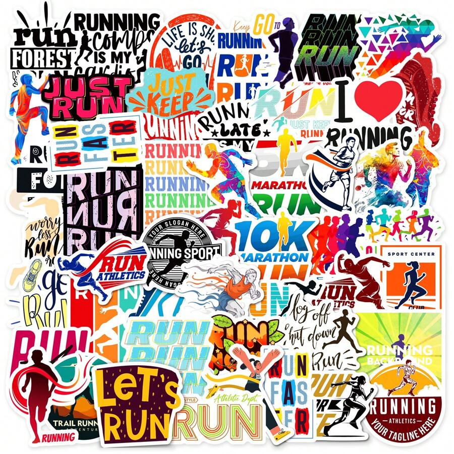 50Pcs Running Stickers For Water Bottles, Cool Sports Motivational ...