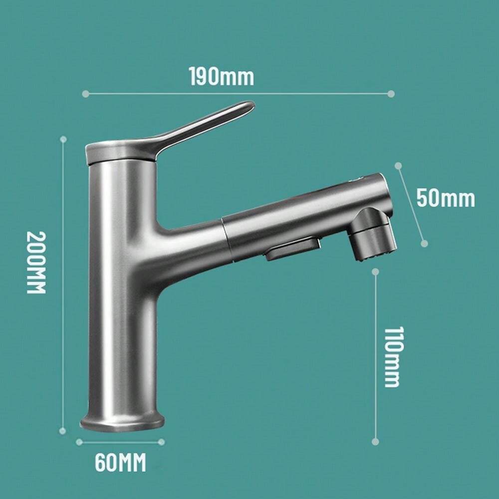 Pull Out Bathroom Sink Faucet With 3 Water Flow Modes Hot Cold Water ...