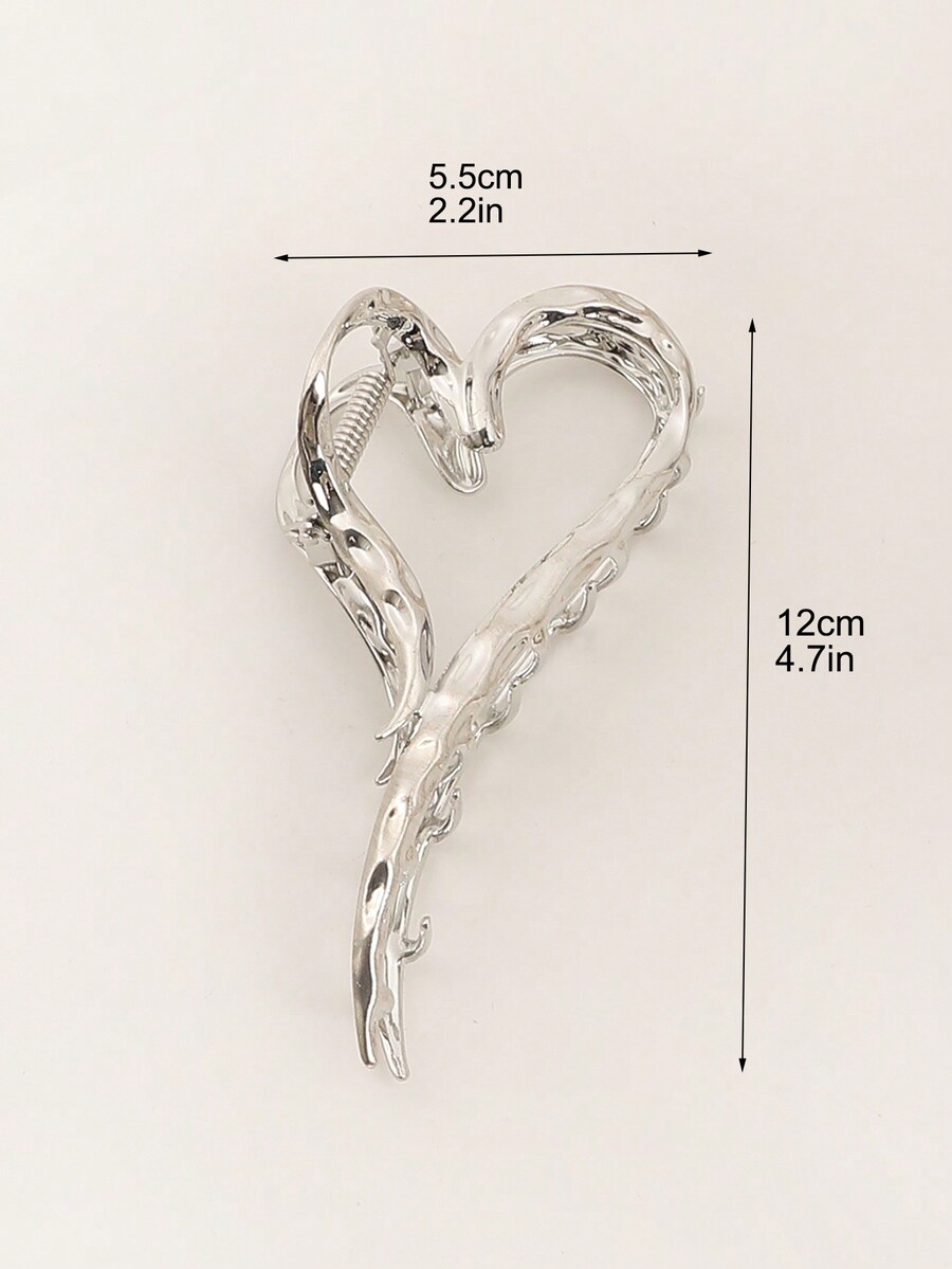 1pc Hollow Out Heart Shaped Metal Vintage Elegant Hair Claw For Thick ...