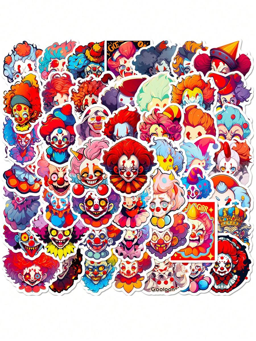 50pcs Funny Clown Stickers, Graffiti Stickers For Hip-Hop Clown Circus ...