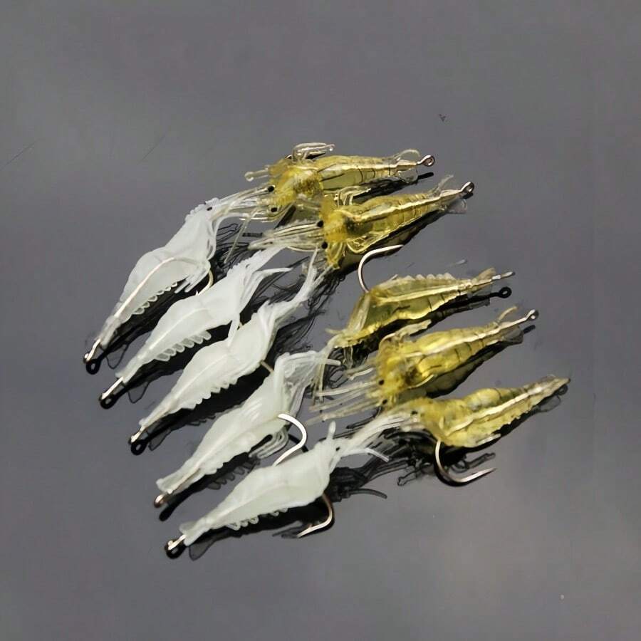 10pcs 4cm Luminous Artificial Shrimp Lures With Hook, Prawn Soft Bait ...