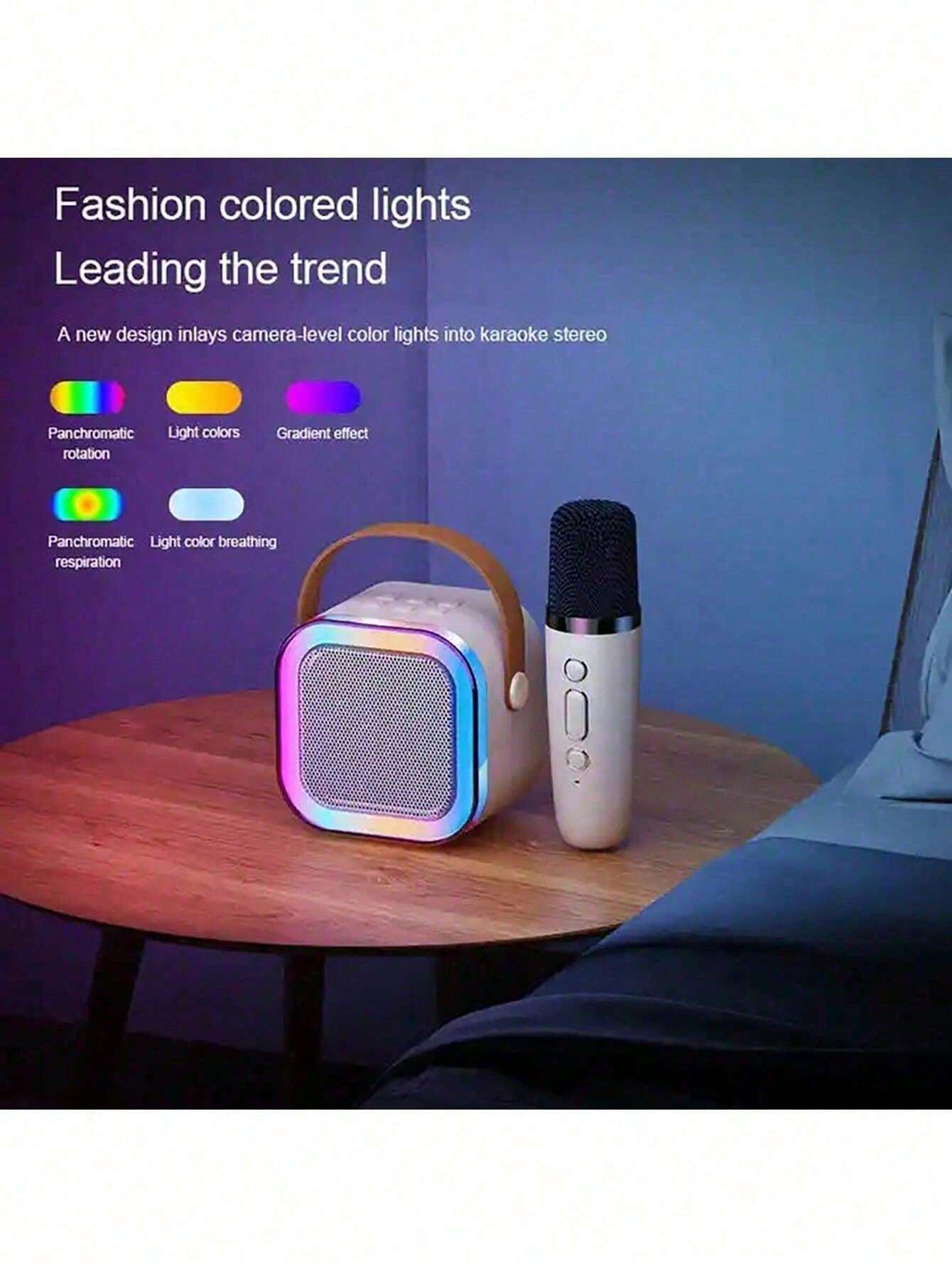1 peça Conjunto de Microfone Mini Portátil de Karaokê Móvel com LED em ...