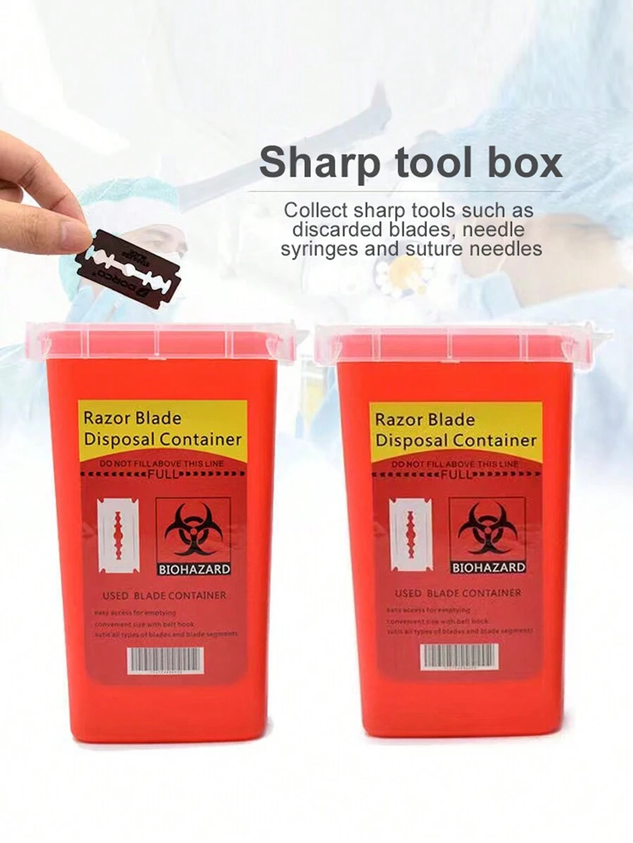 1 Pc Barbershop Disposal Container Case Waste Blade Storage Box Tattoo ...