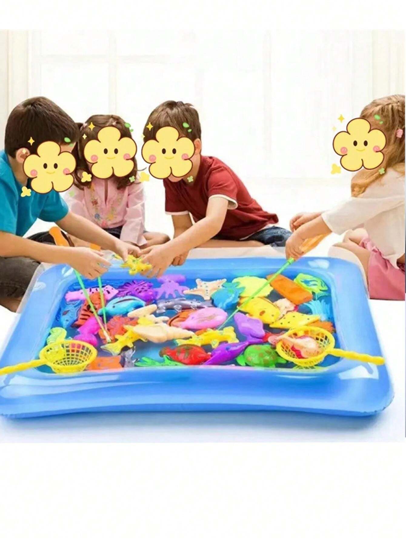 1pc Children Magnetic Fishing Pool Toy Set With Inflatable Pool, For ...