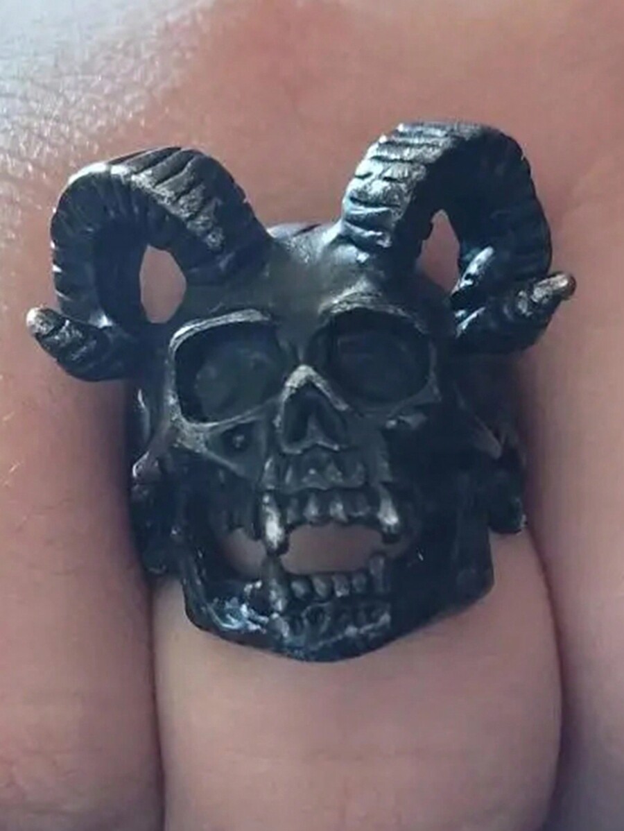 1pc Retro Punk Alloy Gothic Goat Skull Rings For Men Jewelry ...