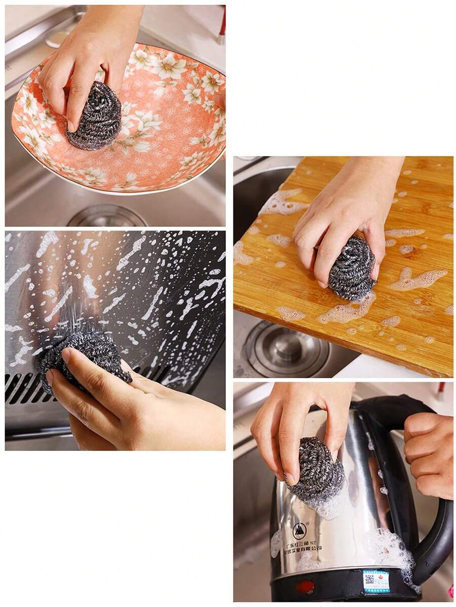 Stainless Steel Wool Scrubber, 1/3/6PCS Scrubbing Scouring Pad, Steel ...