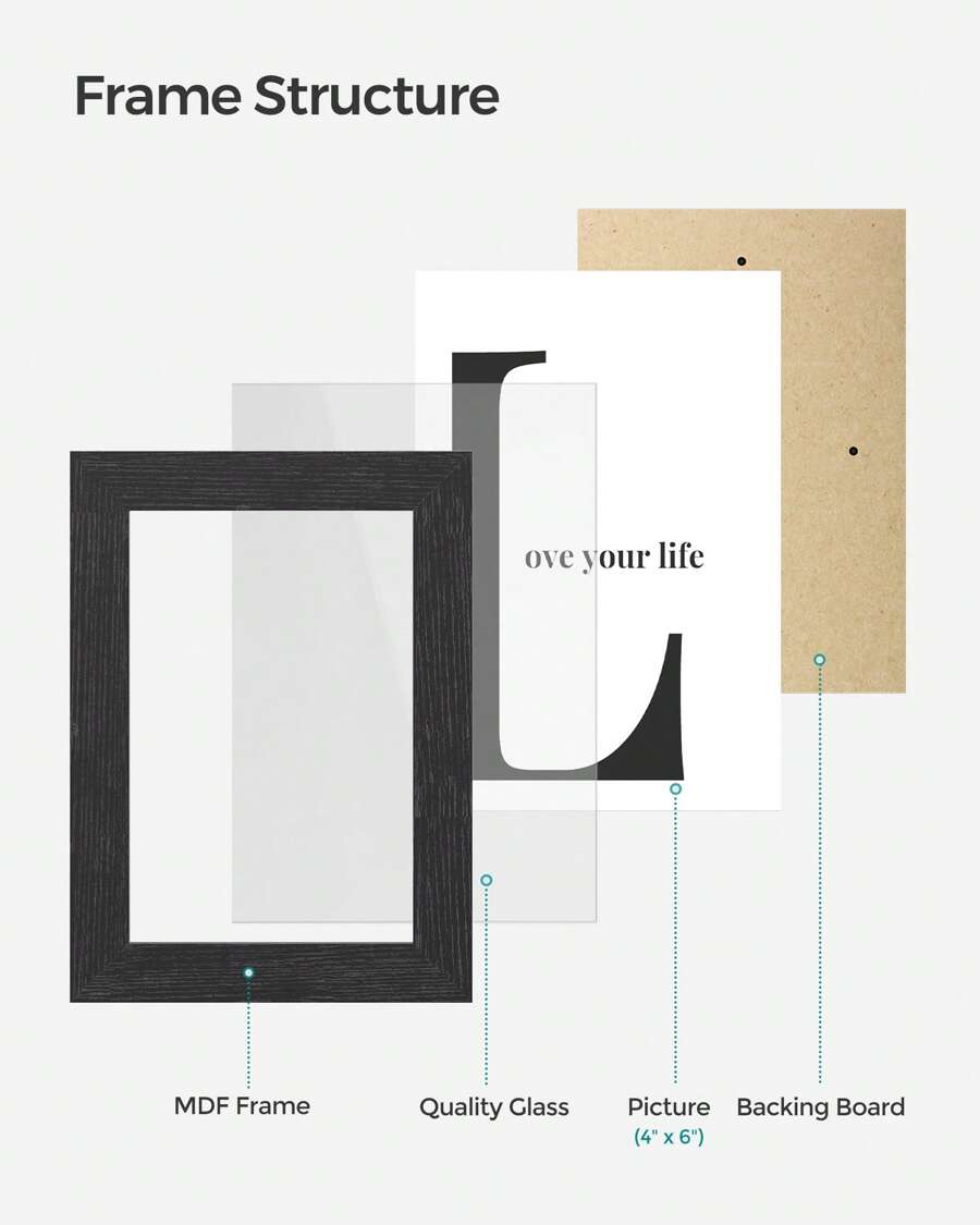 SONGMICS Collage Picture Frames, 4 Frames For 4x6 Photos, Collage Photo ...