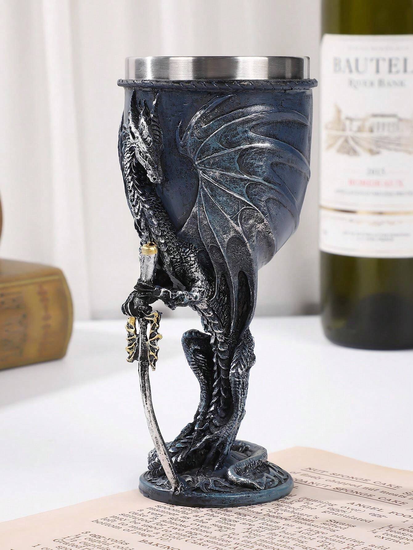 Creative 3D Embossed Wine Glasses, Stainless Steel Goblets With Resin ...