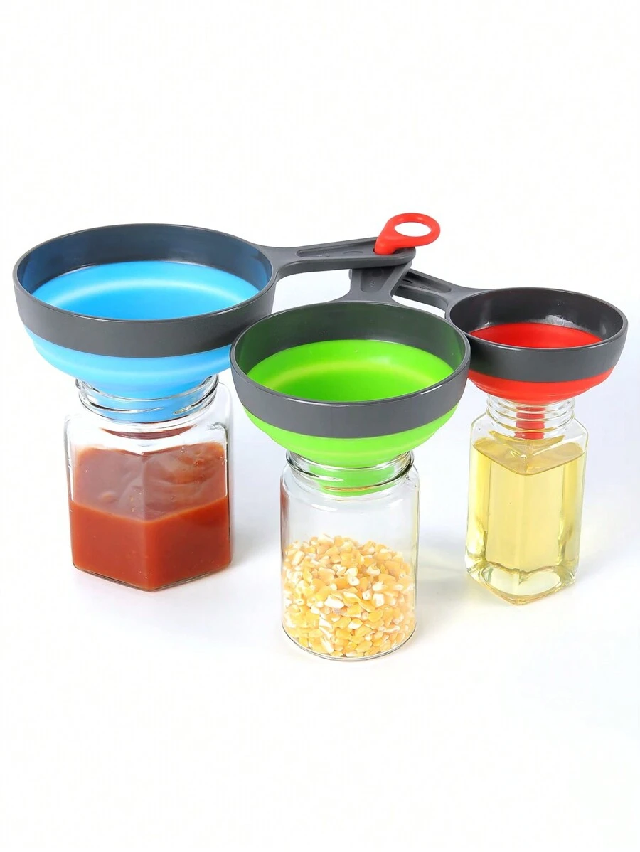 Kitchen Canning Funnel, Silicone Collapsible Kitchen Funnel Set Of 3 ...
