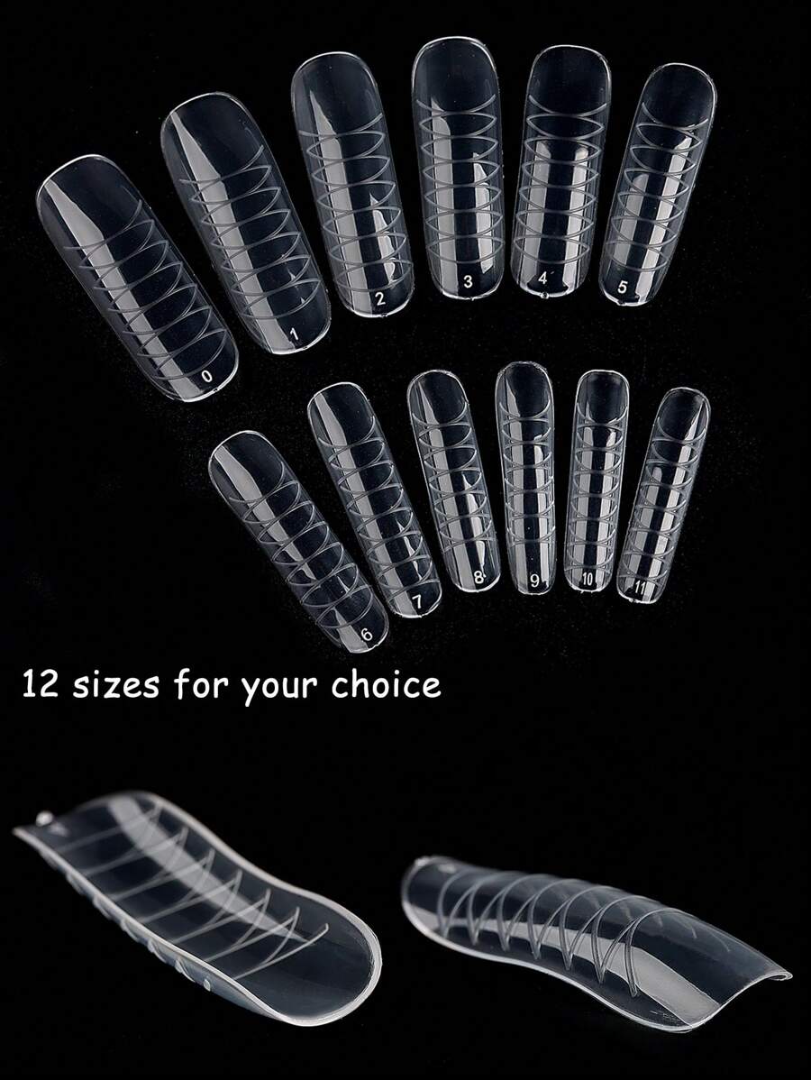 60 PCS Double Nail Shape Oval/Coffin/T Shape Gel Full Coverage Nail ...