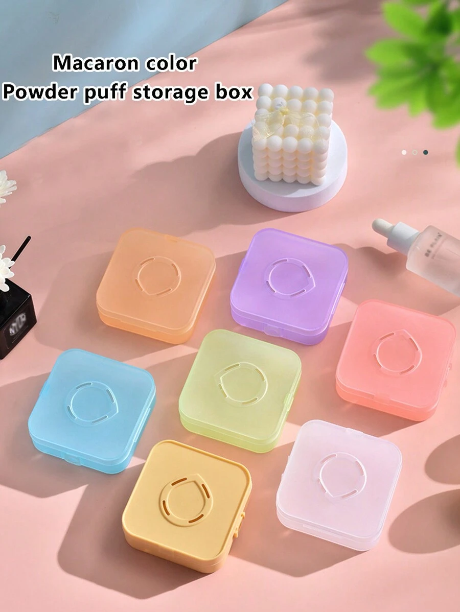 1 Stück Macaron Farben Make-up Puff Aufbewahrungsbox, atmungsaktive ...