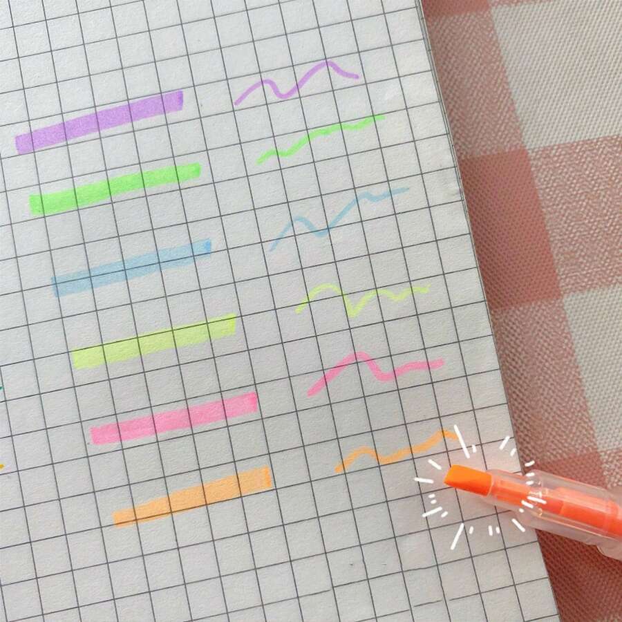 1 Set Of 6 Dual Tip Highlighter Pens, Student Graffiti Marker For ...