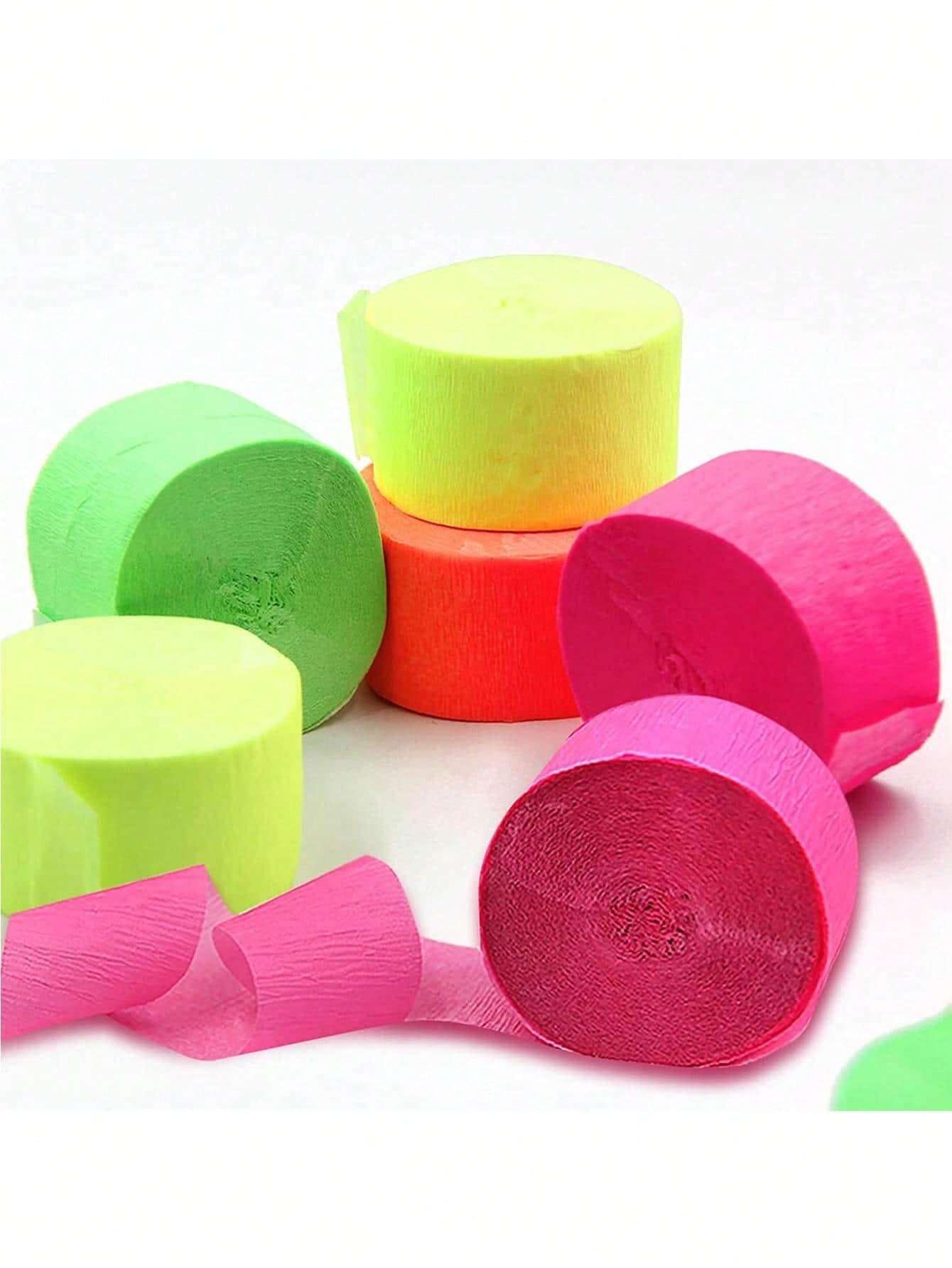 4/8 Stück Leuchten Crepe Papier Streamers UV Glow Party Neon Streamer ...