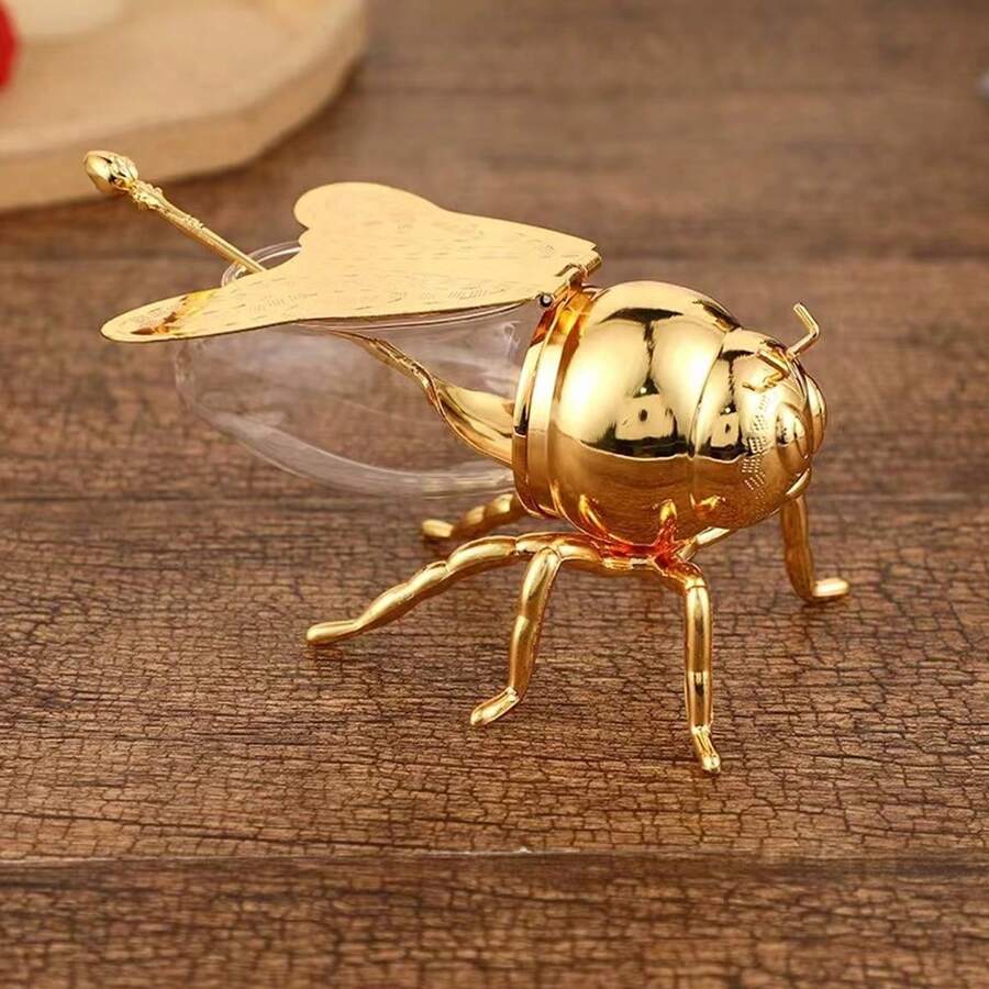 Bee Honey Jar With Spoon, Luxury Golden Sugar Bowl, Premium Kitchen ...