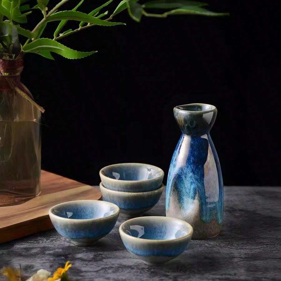 5pcs Japanese Sake Set Including 1 Sake Decanter And 4 Sake Cups ...