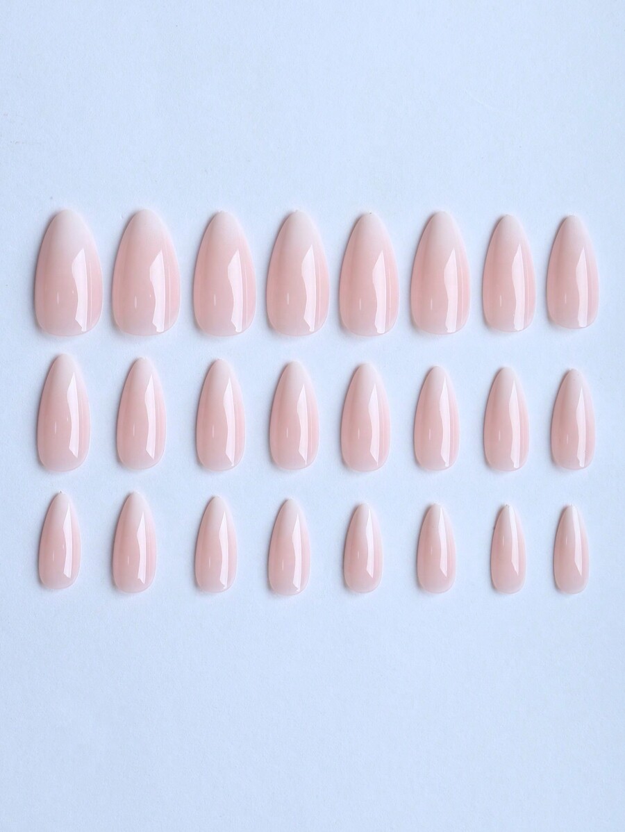 24 Pcs Long Almond Shaped French Cherry Blossom Rice Powder Milky ...