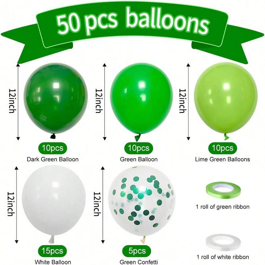 Conjunto variado de 50 piezas de globos verdes oscuros, decoración de ...
