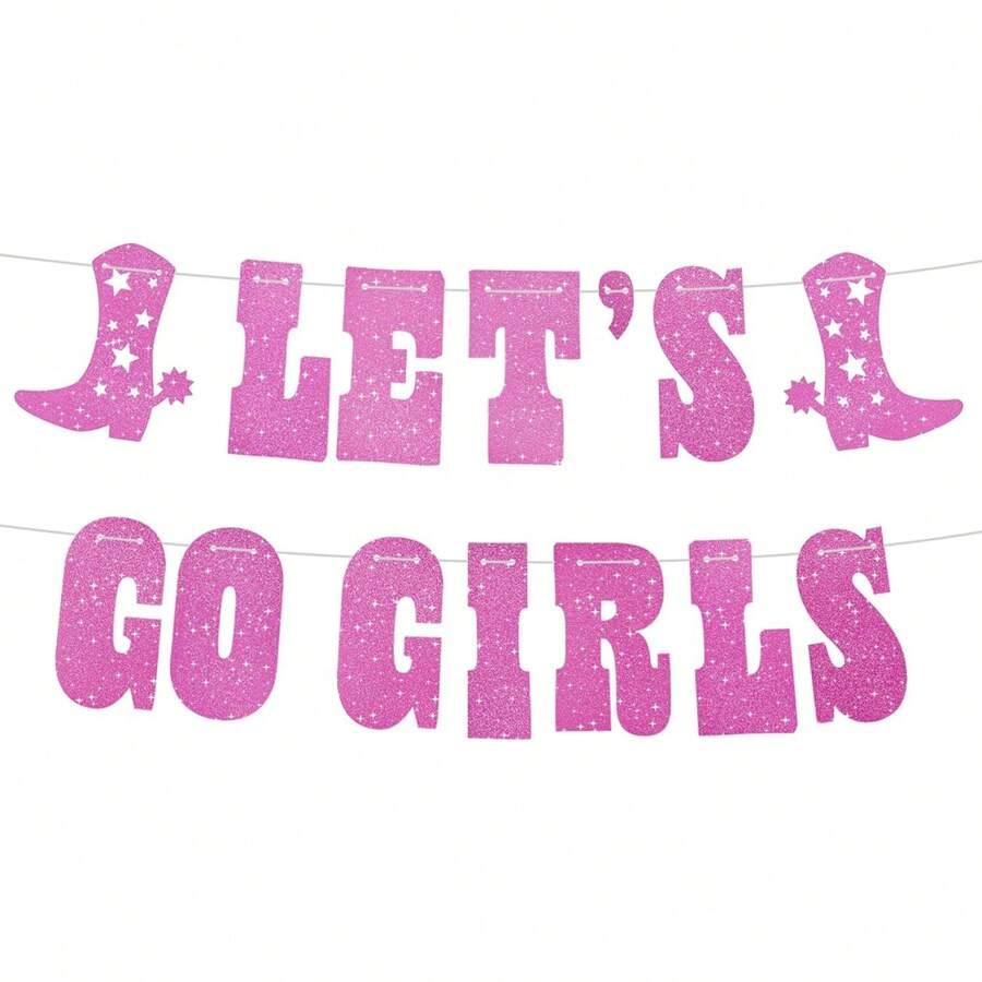 Western Cowgirl Birthday Banner Let's Go Banner Cowgirl Birthday Banner ...