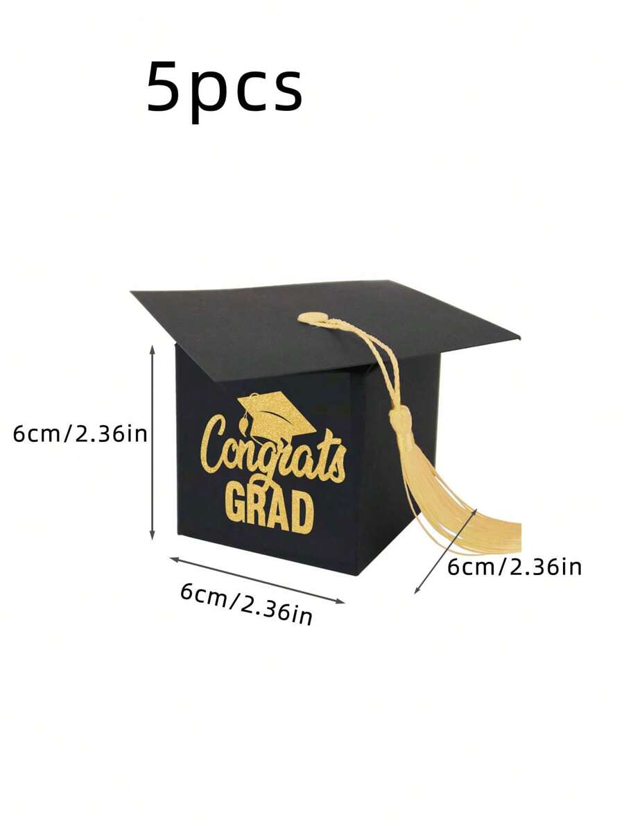 5pcs Graduation Cap Candy Box, Graduation Party Favor Box, Gold ...