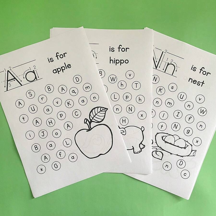 26 Paper Sheets Alphabet Coloring Workbook For Handwriting, 26 Alphabet ...