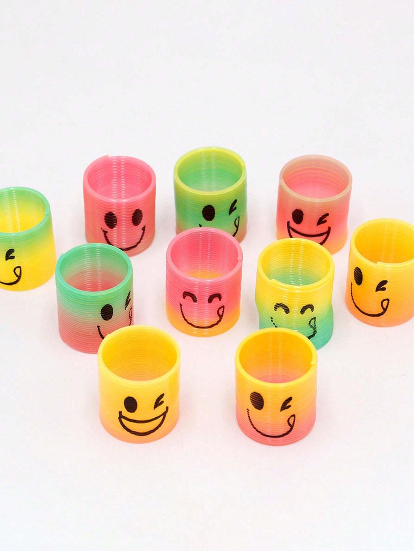 12pcs Mini Emoticon Rainbow Springs, Plastic Stretchy Coil Spring Toy ...