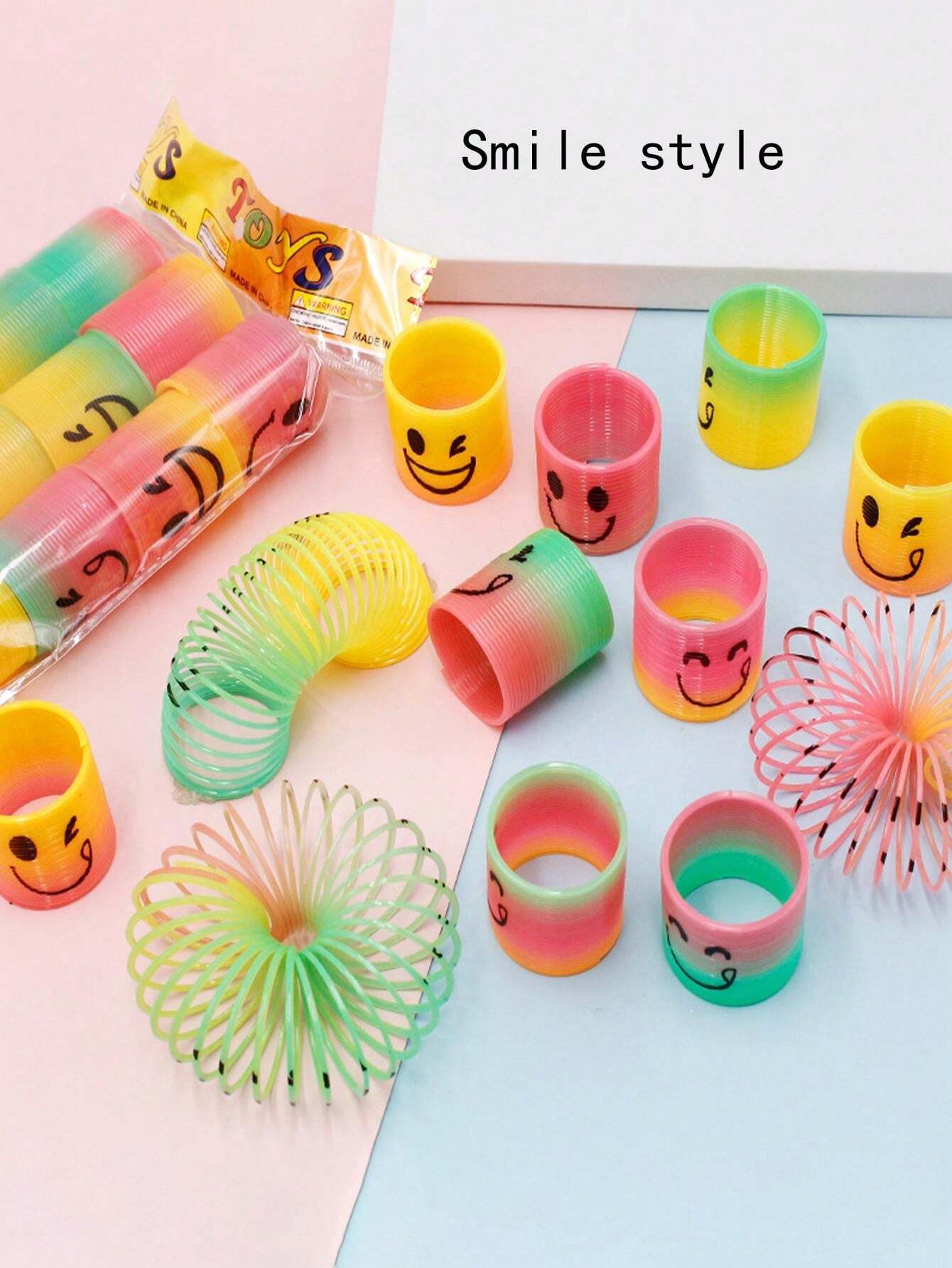 12pcs Mini Emoticon Rainbow Springs, Plastic Stretchy Coil Spring Toy ...