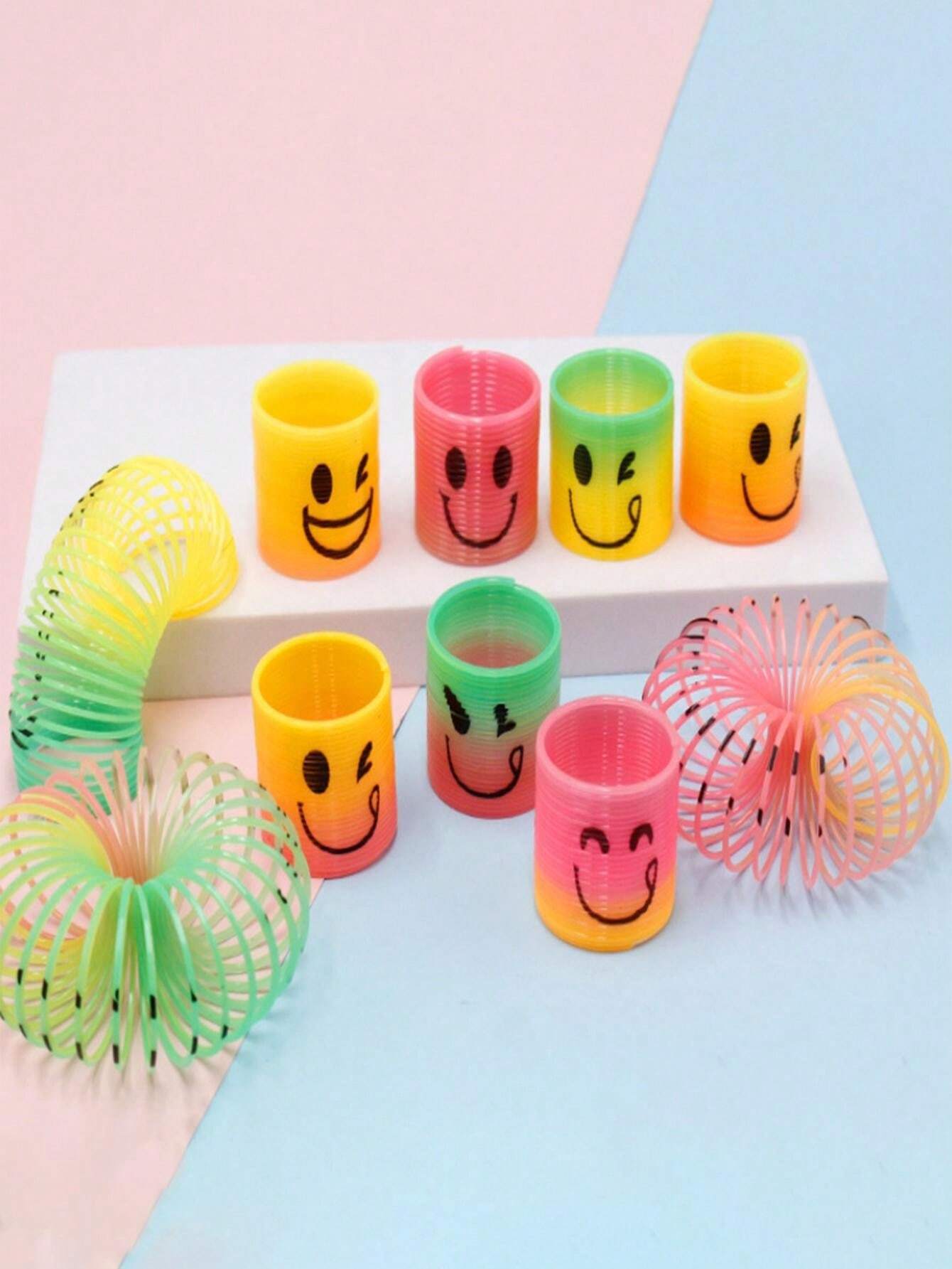 12pcs Mini Emoticon Rainbow Springs, Plastic Stretchy Coil Spring Toy ...