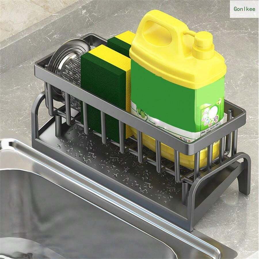 1pc Sponge Drainer Holder With Cloth Rack, Stainless Steel Sink Storage ...