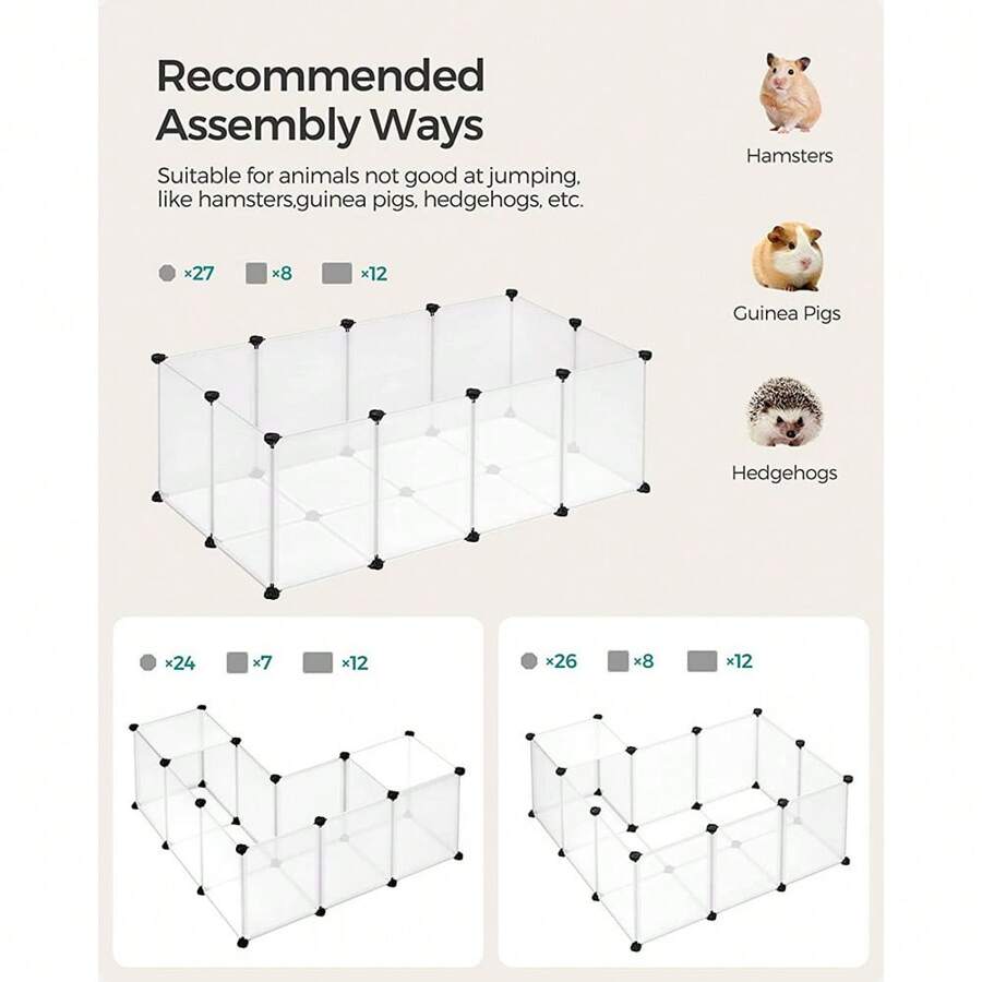 Pet Playpen With Floor, Small Animal Pen, Pet Fence Indoor, DIY Plastic ...