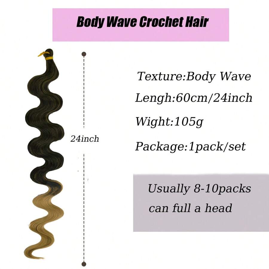 Body Wave Crochet Hair 1 Packs Synthetic Curly Braiding Hair Ocean Wave ...