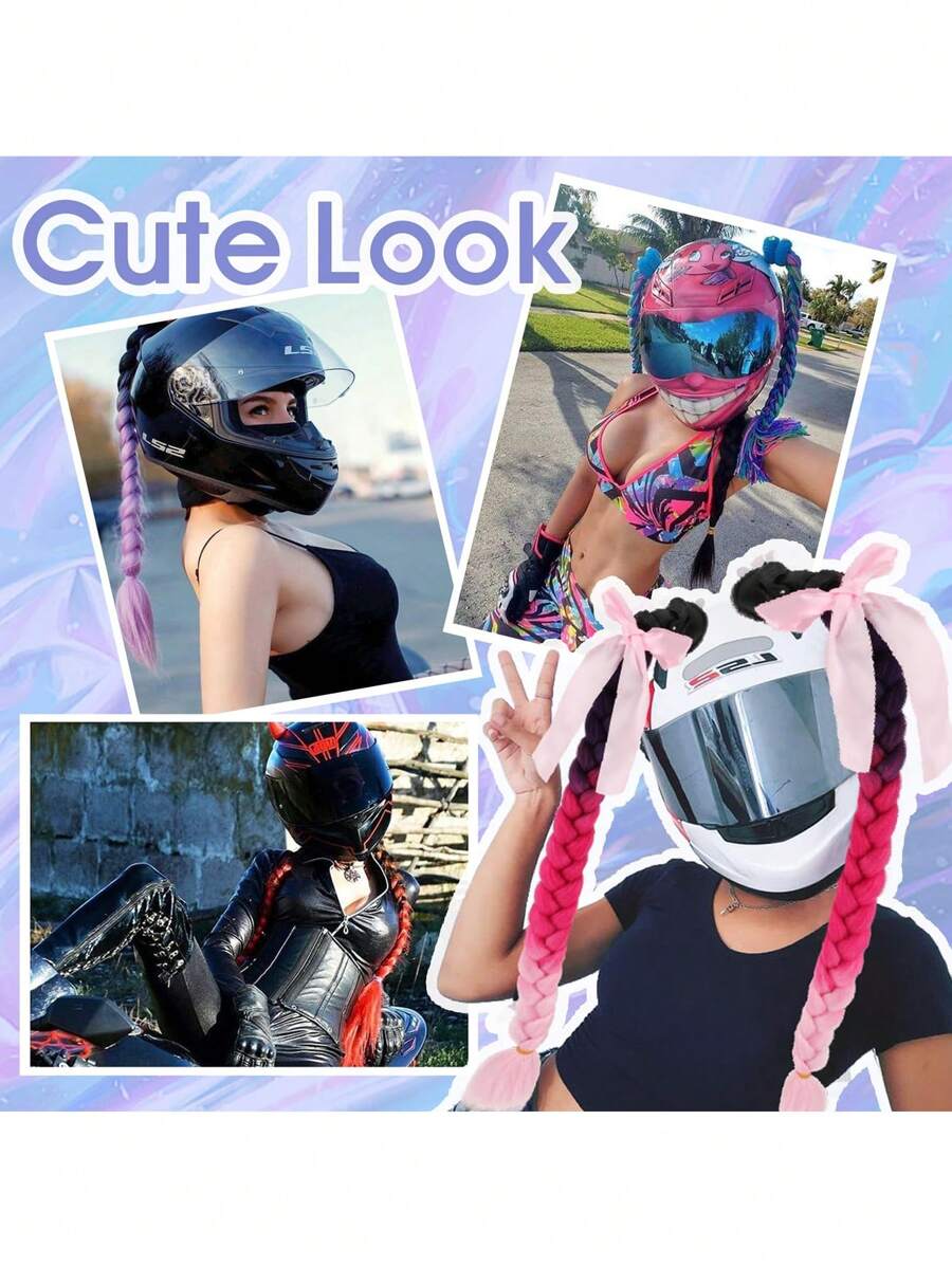 1 Pc 20 Inches Black To Blue Helmet Pigtail Helmet Braids With ...