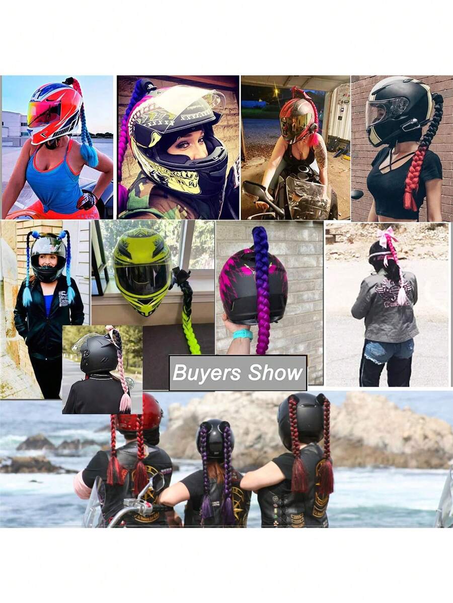 1 Pc 20 Inches Black To Blue Helmet Pigtail Helmet Braids With ...