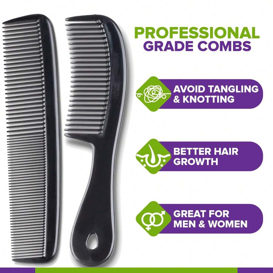 4 Pieces Professional Comb Set Black - USA MADE - Fine Pro Tail Combs ...