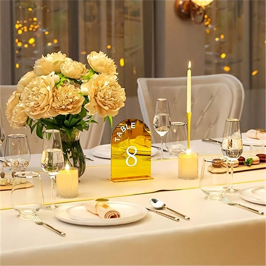 Wedding Table Numbers, 5x7 Inch Mirror Arch Table Numbers With Stands ...