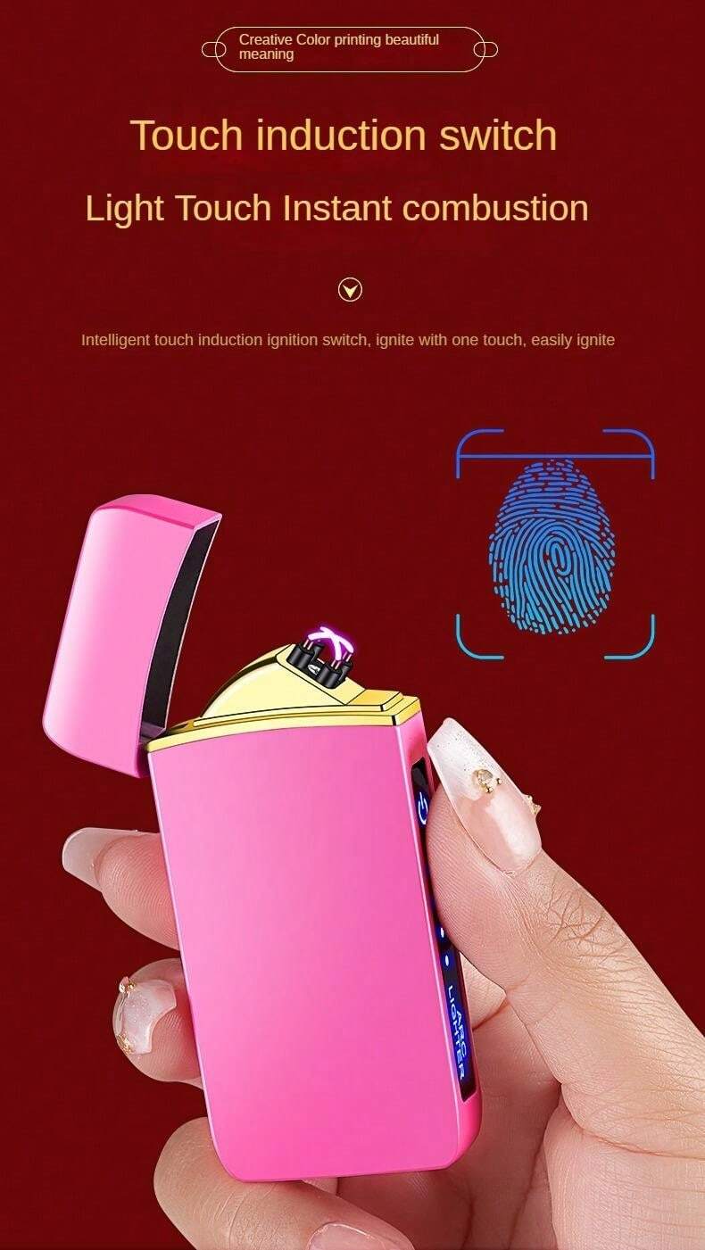 New Touch Sensing Metal Electric Outdoor Windproof Lighter Dual Arc ...