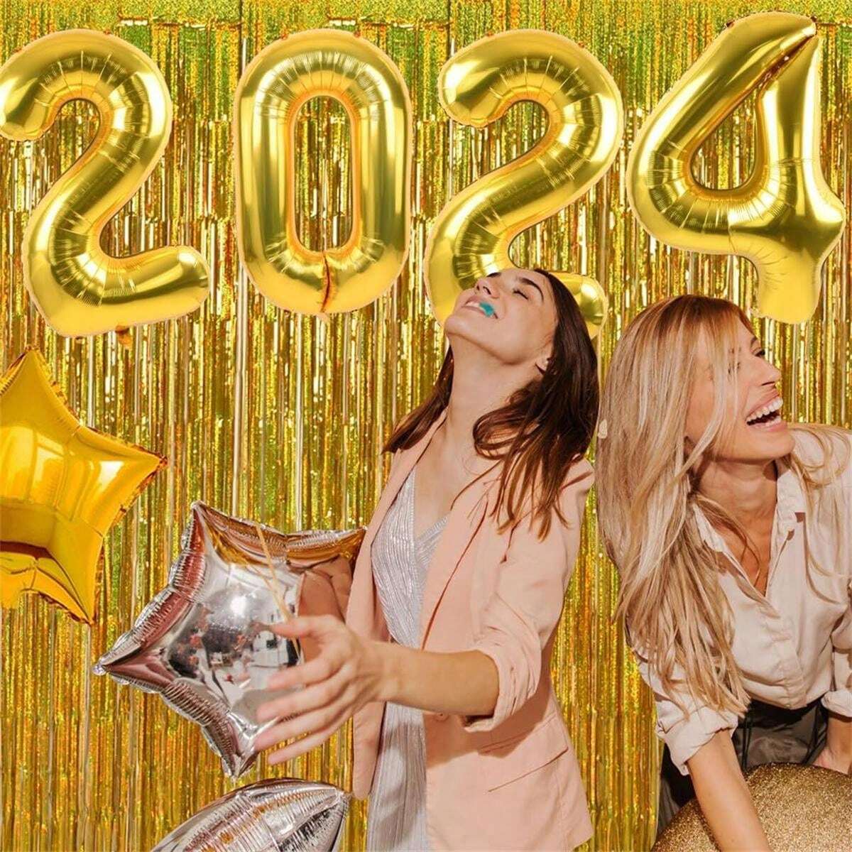 4Pcs Gold 2024 Balloons Graduation 28 Inch 2024 Gold Balloons Gold 2024 ...