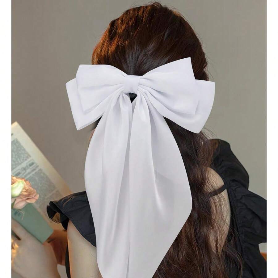 3 Pieces Of Womens Hair Bow Silky Satin Hair Clip Oversized Long Tail Hair Bow Cute Aesthetic