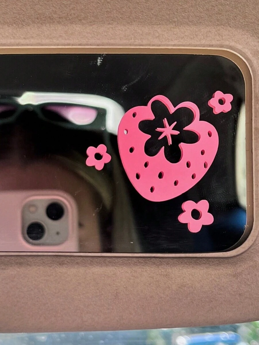 Cute Strawberry Mirror Decal, Car Sticker, Mirror Sticker, Mirror Decal ...
