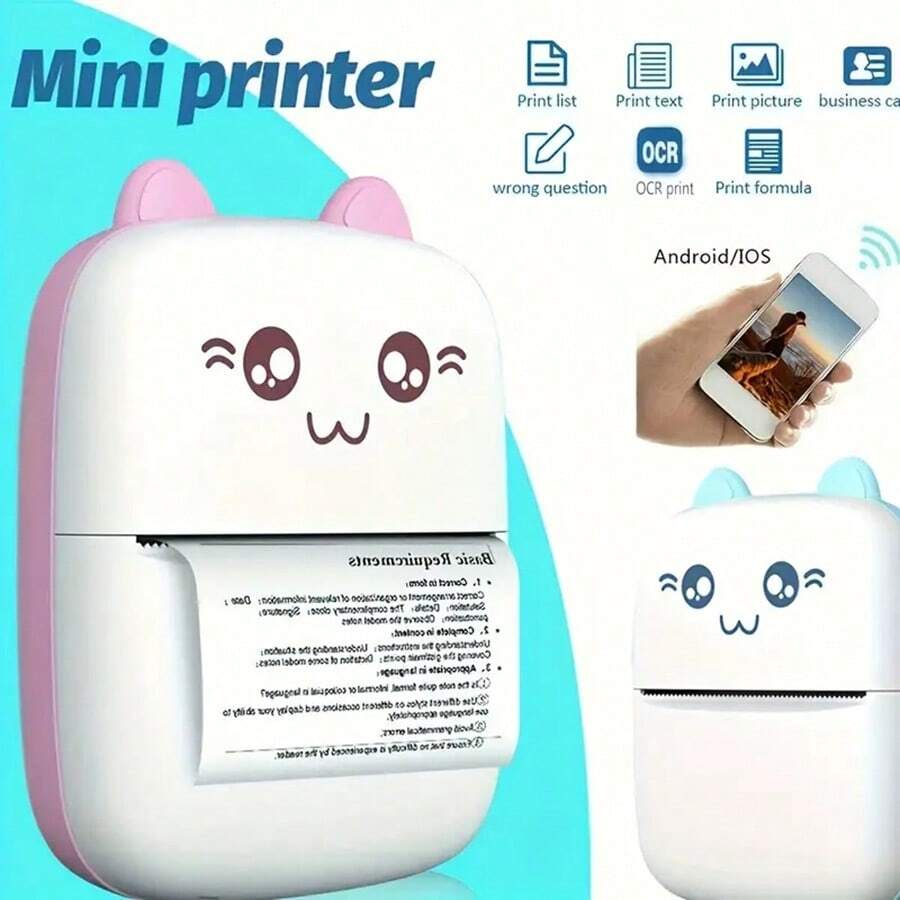 Mini Printer Wireless Mini Photo Printer Label Printer, Pocket Portable ...
