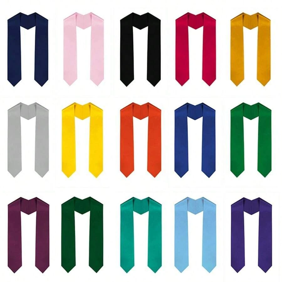 1 pièce Écharpe de graduation unisexe pour adultes unie avec bordure ...