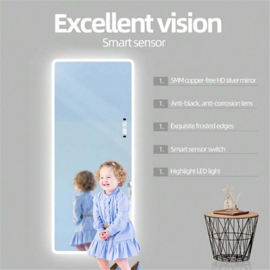 Full-Body Lighted Vanity Mirror LED Mirror Wall-Mounted Mirror Smart ...