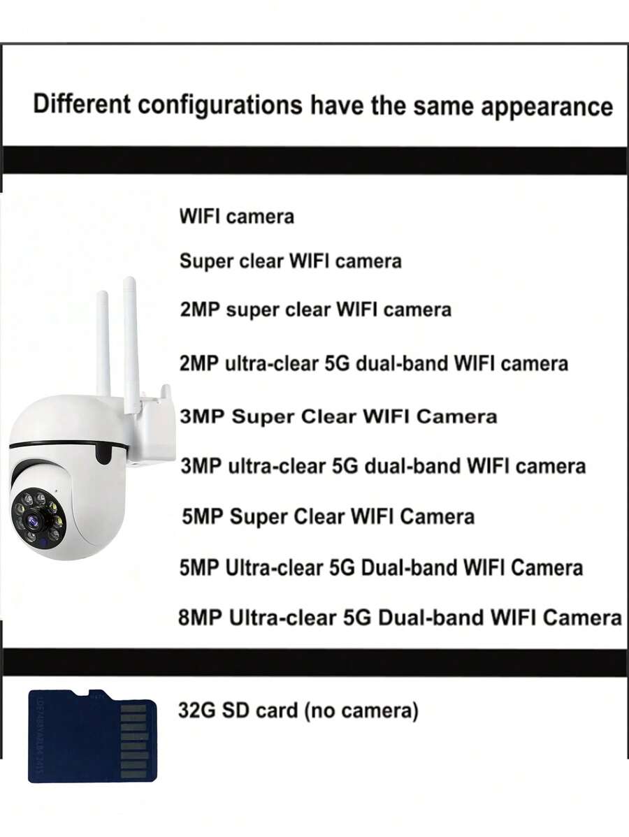 2MP 3MP 5MP 8MP HD 1080P Indoor/Outdoor Security Camera, 5G+2.4G WIFI ...