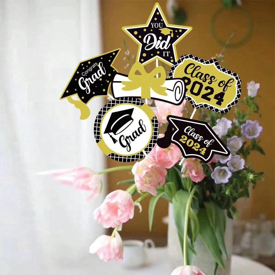 2024 Graduation Party Decorations, Flower Vase Shaped Graduation Cap ...