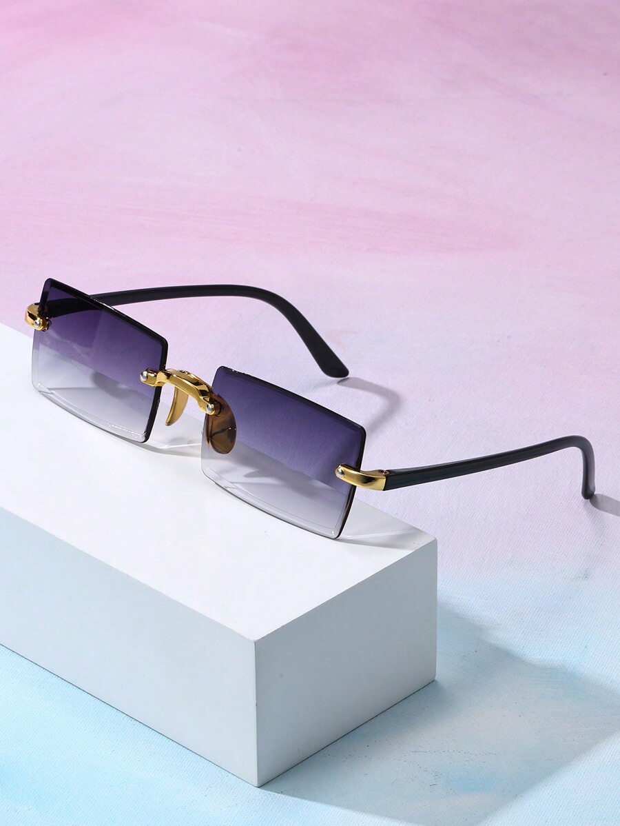 Retro Frameless Rectangular Sunglasses Unisex Plastic Fashion Classic ...