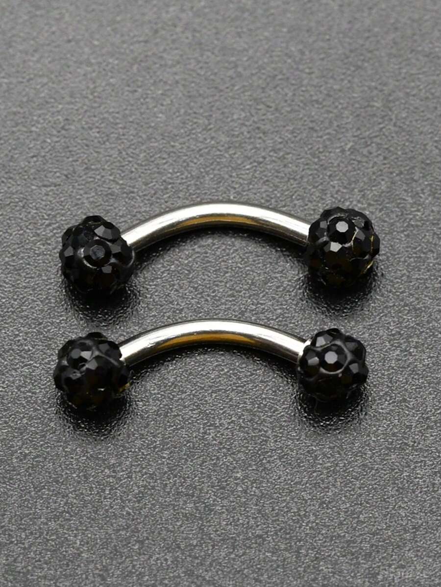 2 Pieces/Set New Gothic Sparkling Crystal Balls Vertical Labret Rings ...
