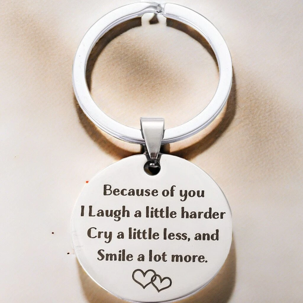 1pc Personalized Stainless Steel Laser Engraved Keychain For Gifting To ...