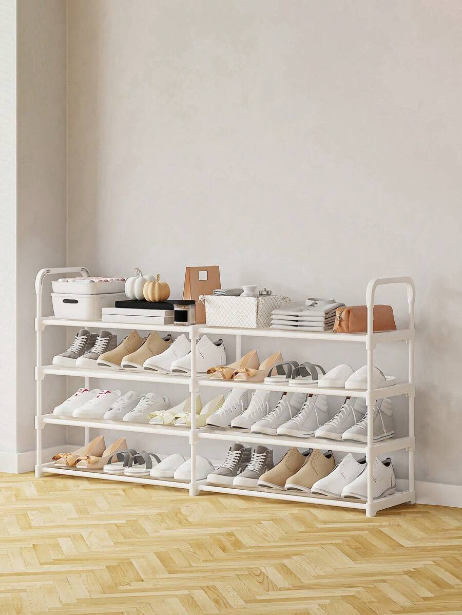 4-Tier Single Row Shoe Rack, Strengthened & Widened Shoe Cabinet, Easy ...