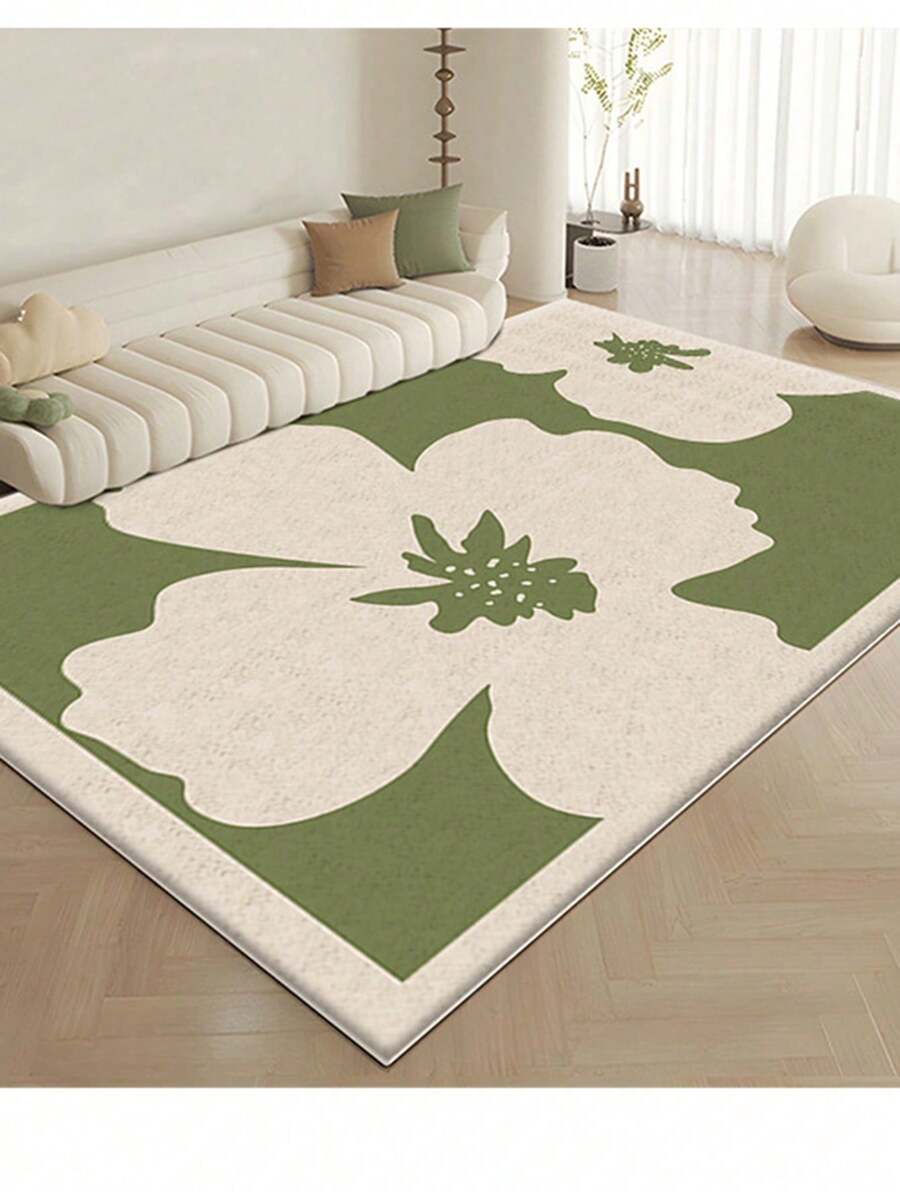 Summer Matcha Green Style, French Velvet Flower Design Carpet, White ...