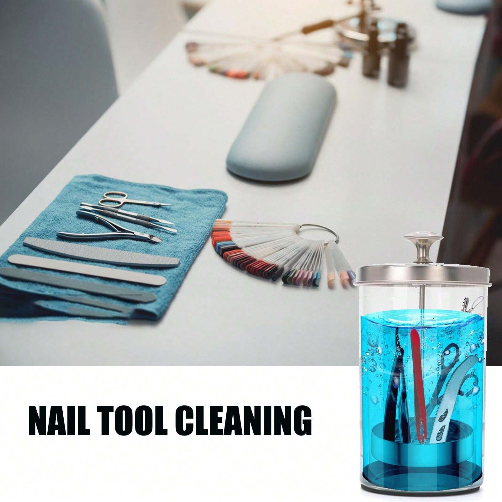 Barber Sterilizer Jar For Nail Tools, Glass Disinfectant Soaking Jar ...