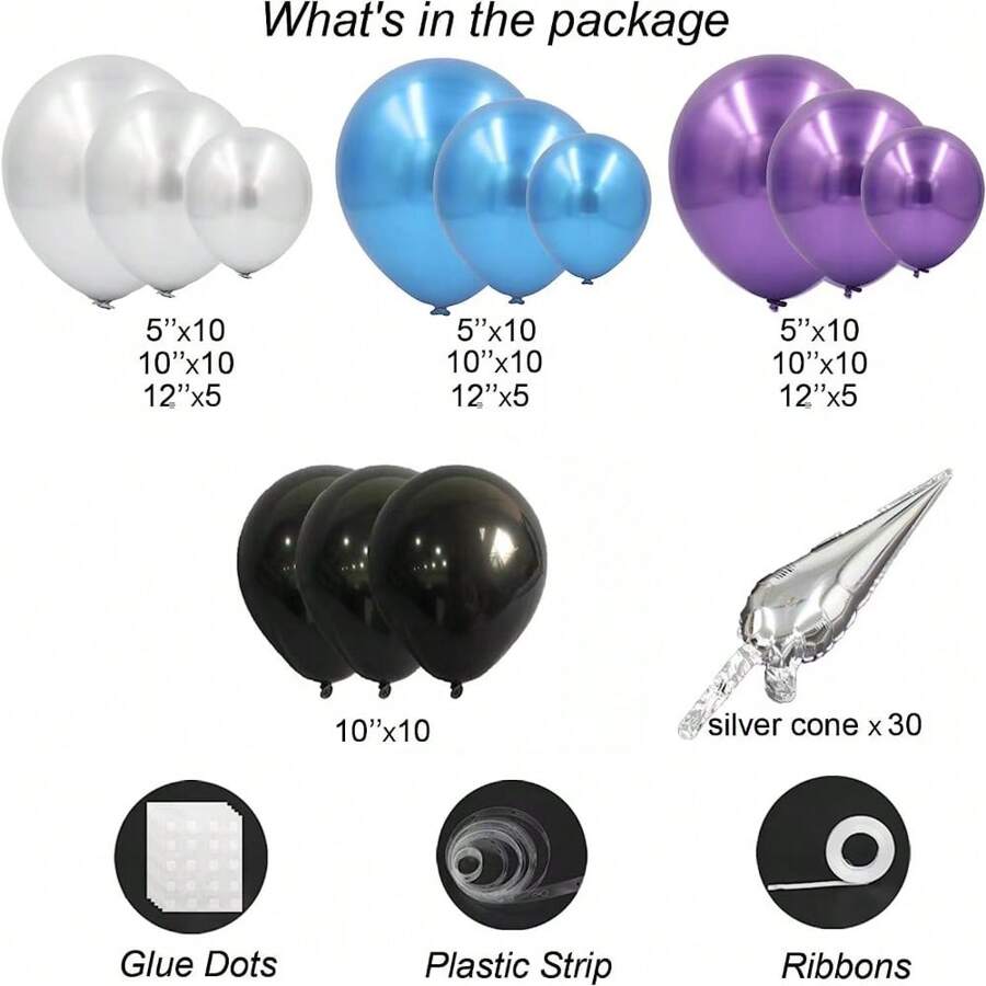 Space Element Balloon Set Birthday Decoration Supplies Metal Blue ...